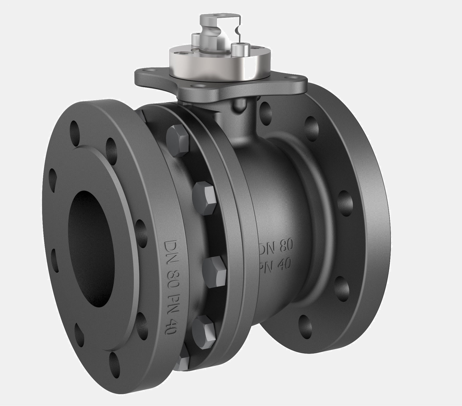 Ball Valve DN15 PN40 DIN FLANGED 1.6220 Z09 TTTG PN40 - EVAC Valves ...